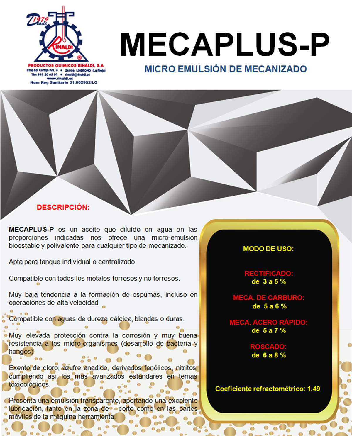 MECAPLUS-P - PRODUCTOS QUIMICOS RINALDI, S.A.